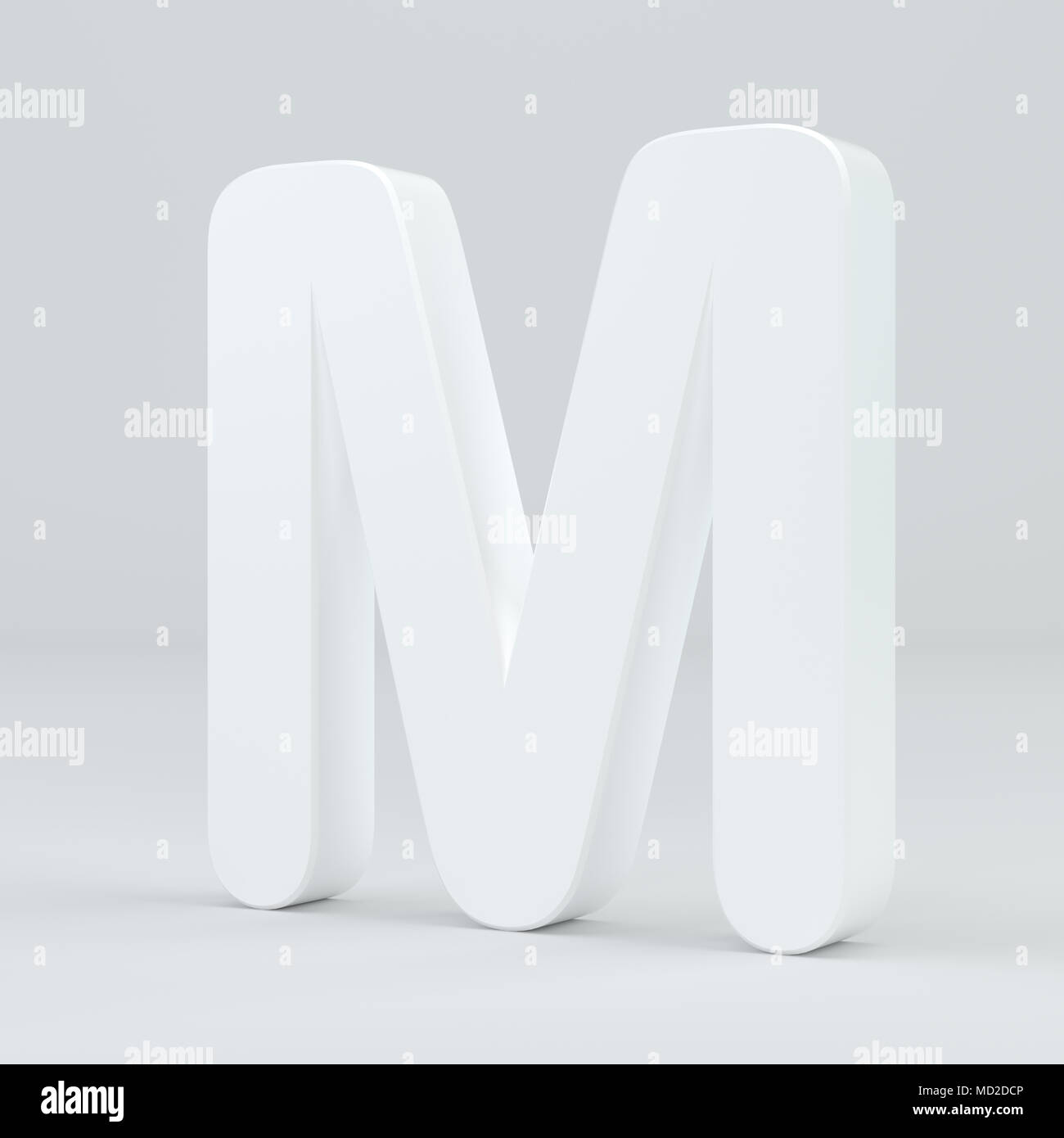 White letter M on studio light background. 3d rendering Stock Photo - Alamy
