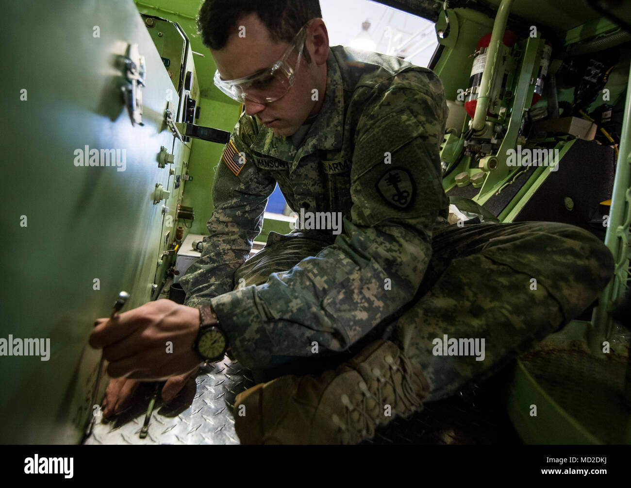 Spc. Wyatt Hanson, a U.S. Army Reserve mechanic with the 342nd Military ...