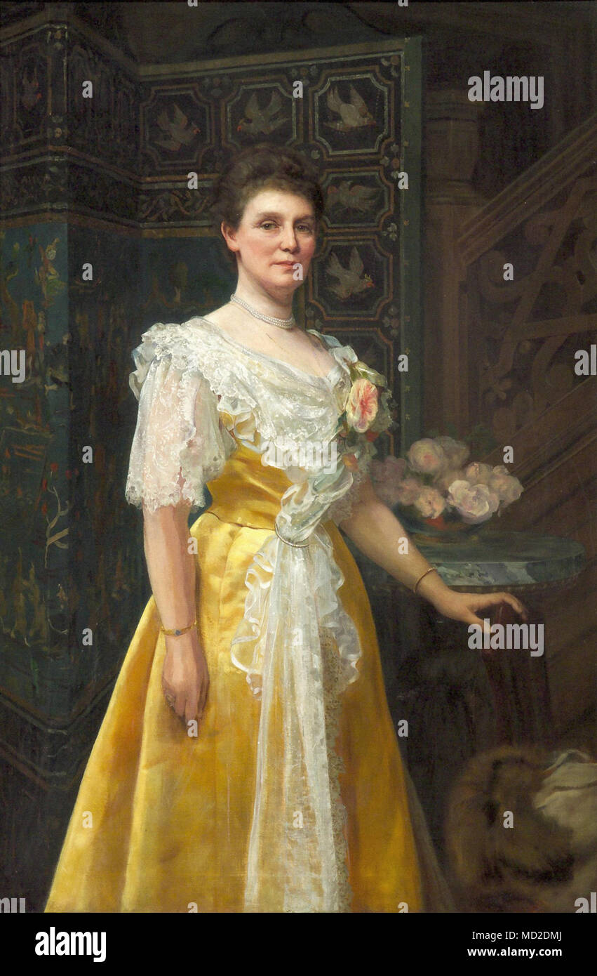 Wontner William Clarke - Portrait of a Lady in a Yellow Dress Stock ...