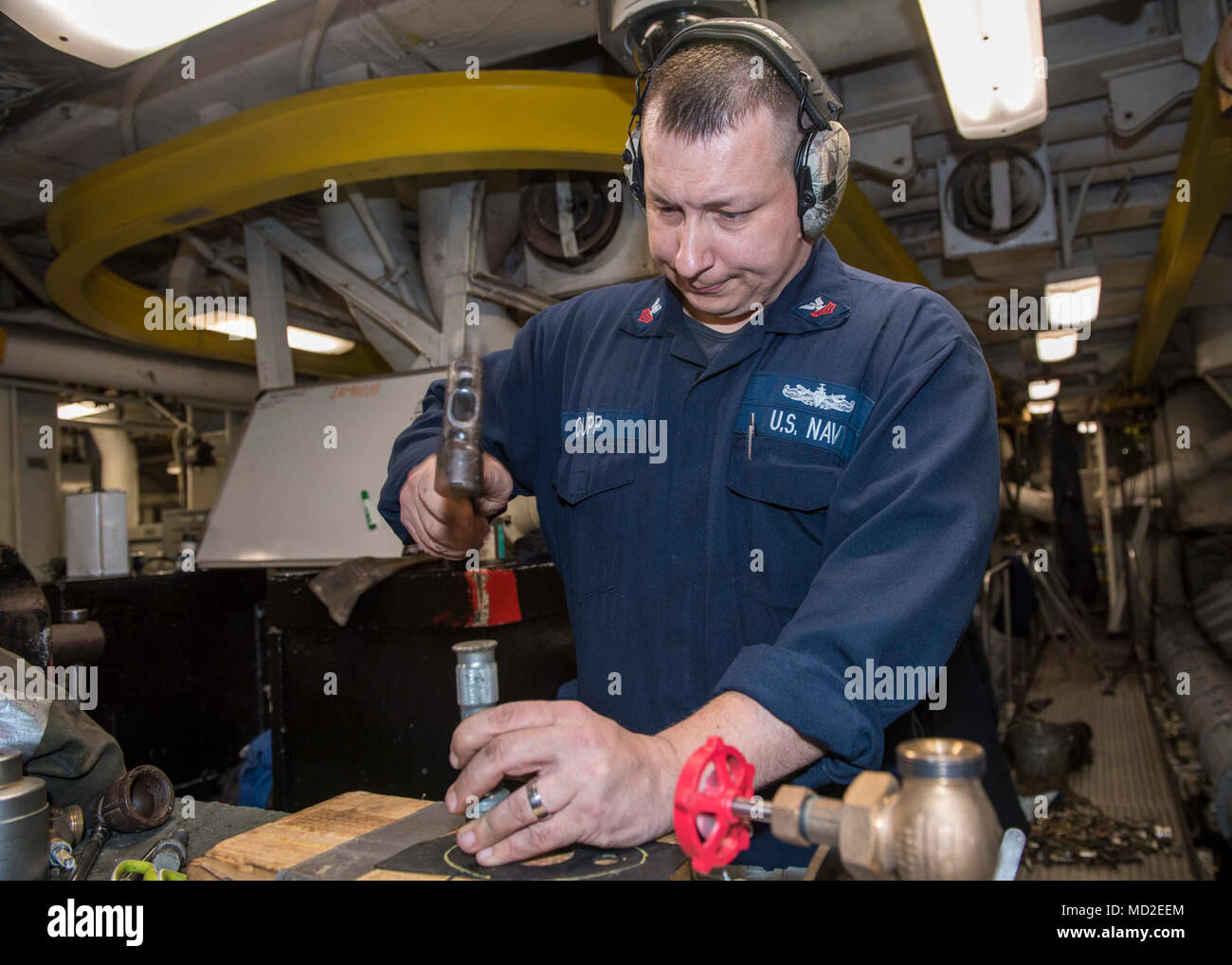 MEDITERRANEAN SEA (March 23, 2018) Engineman 1st Class Joshua Cupp ...