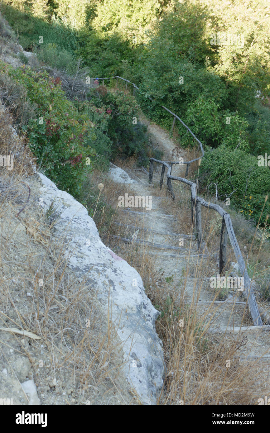 Stone steps pathway on hill, Crete, Greece Stock Photo - Alamy