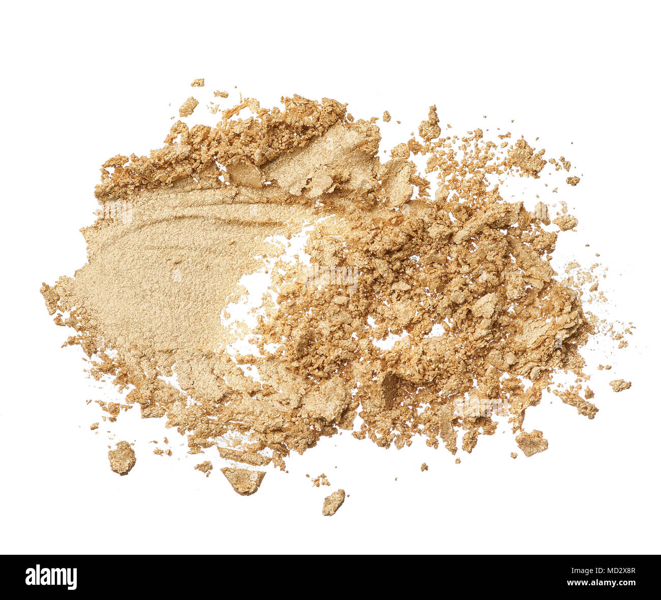 Crushed texture of beige eye shadow isolated on white background ...