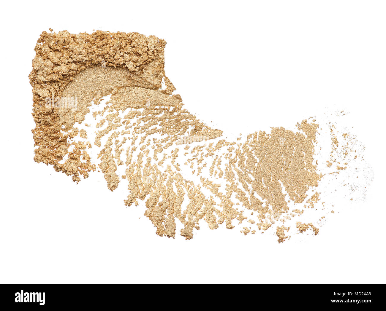Crushed texture of beige eye shadow isolated on white background ...