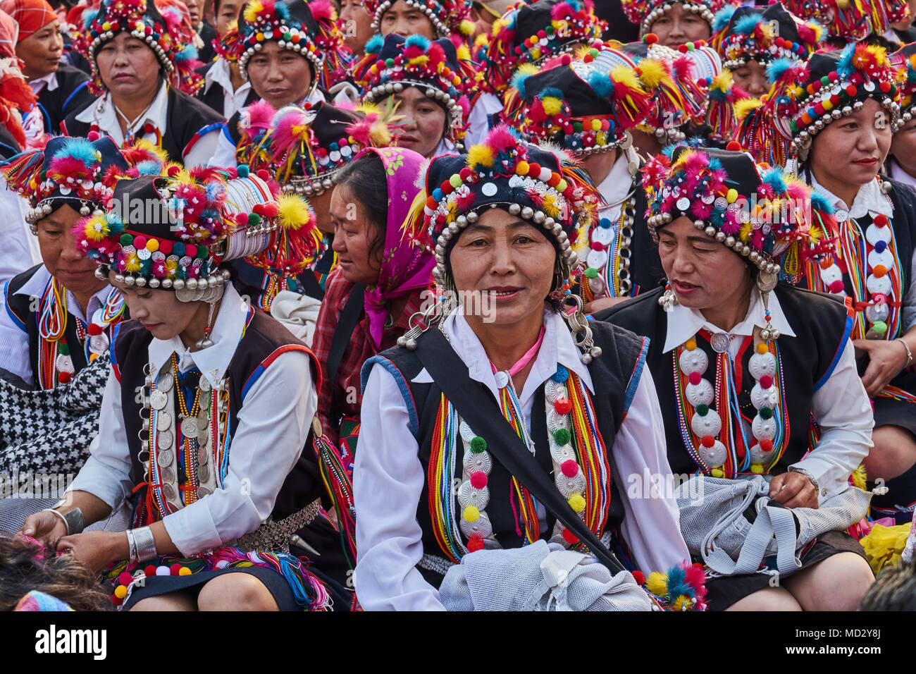 China, Yunnan, Xishuangbanna district, women festival in the Hani ...