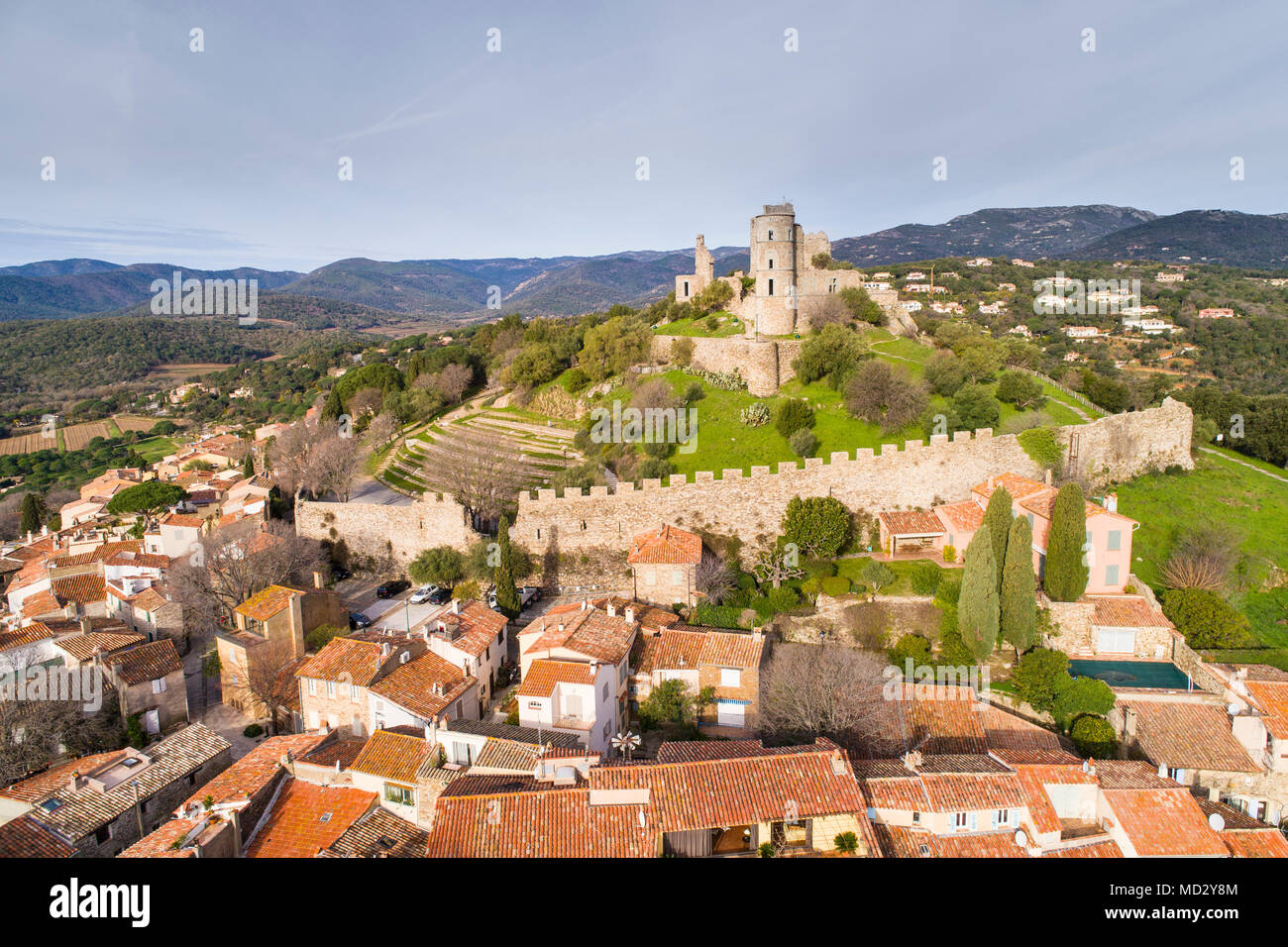 France, Var, Gulf of St Tropez, Village of Grimaud Stock Photo - Alamy