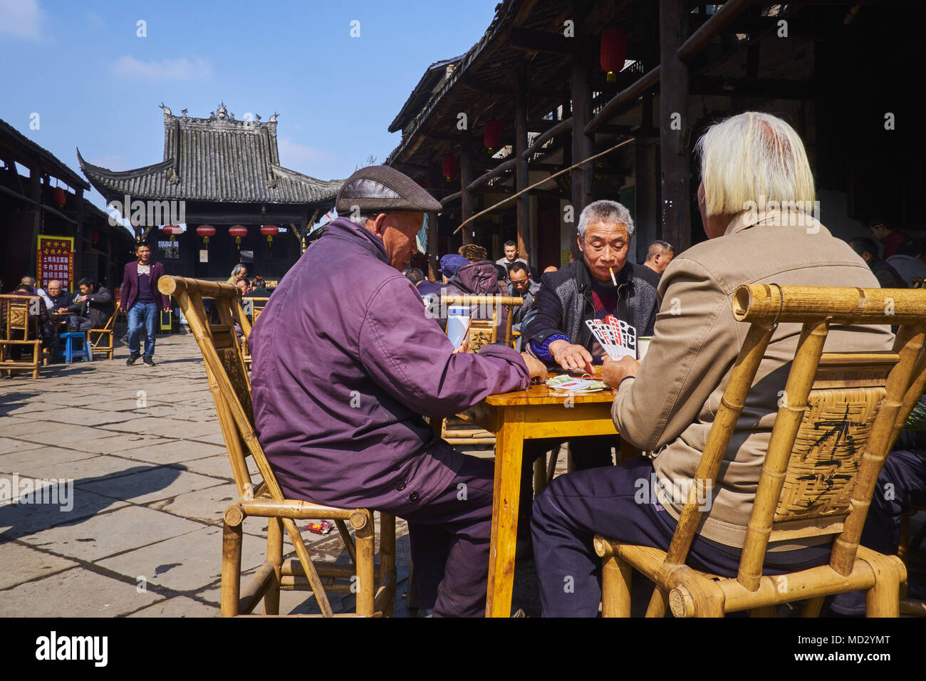 China, Sichuan province, ancient town around Chengdu, old tea house ...