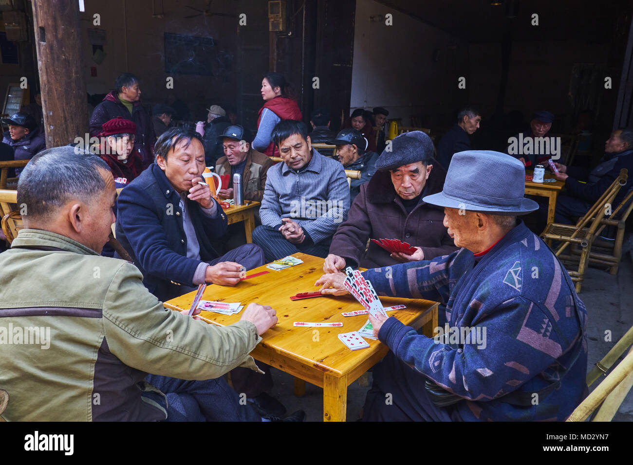 China, Sichuan province, ancient town around Chengdu, old tea house ...
