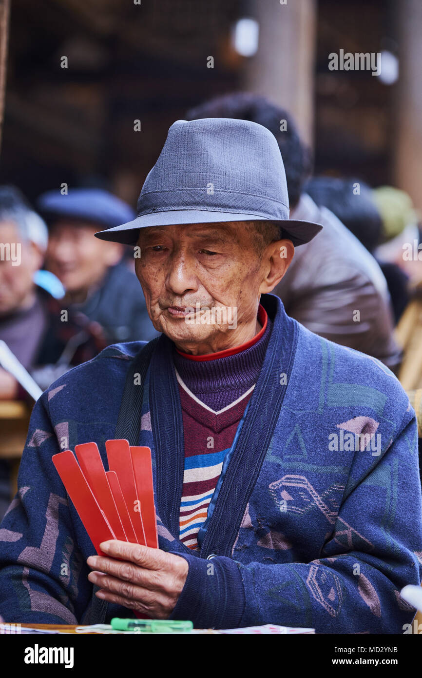 China, Sichuan province, ancient town around Chengdu, old tea house ...