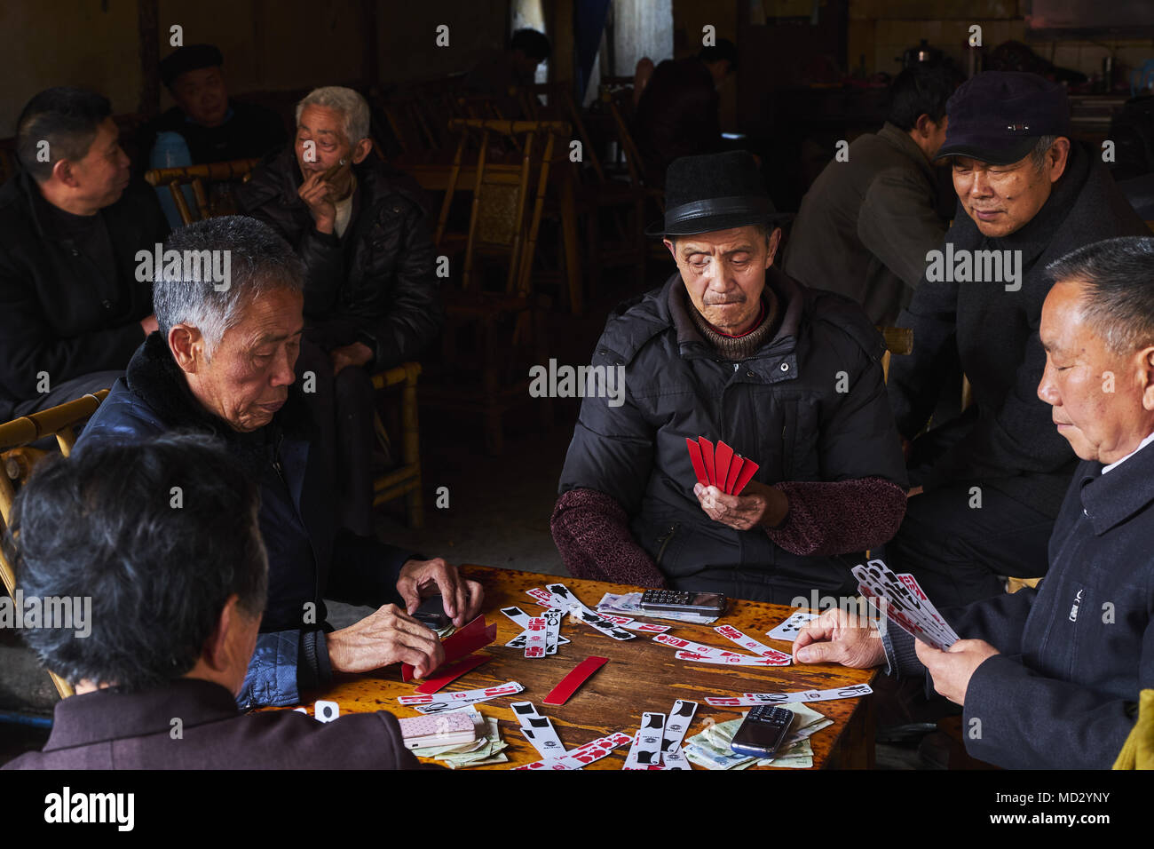 China, Sichuan province, ancient town around Chengdu, old tea house ...