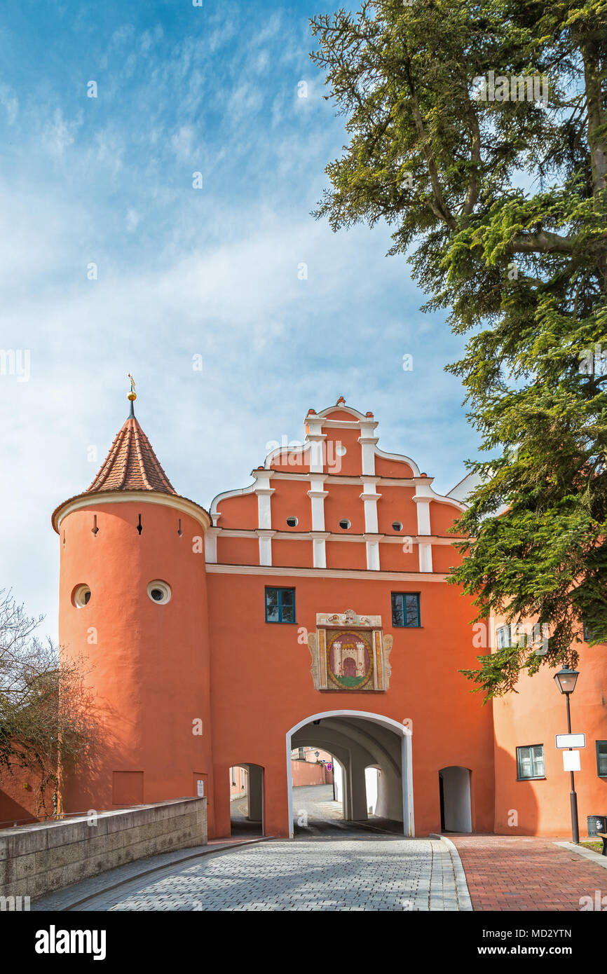 Upper gate, medieval city gate in Neuburg, Germany Stock Photo - Alamy