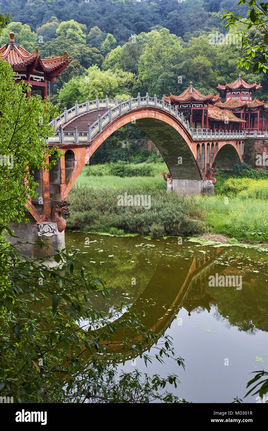 China, Sichuan province, Emei mount, Leshan, Huangshan bridge Stock ...