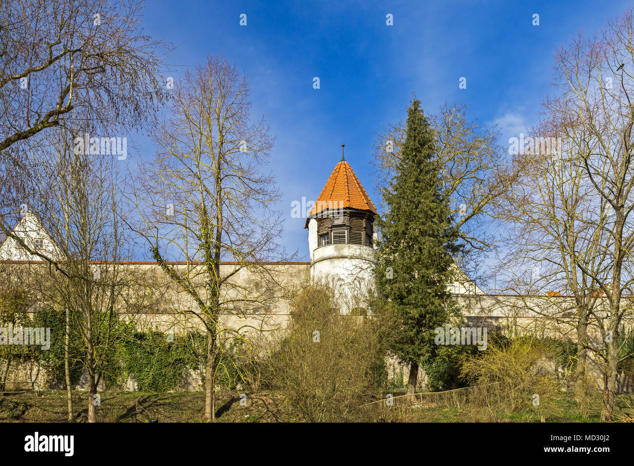 Medieval city wall, Neuburg, Germany Stock Photo - Alamy