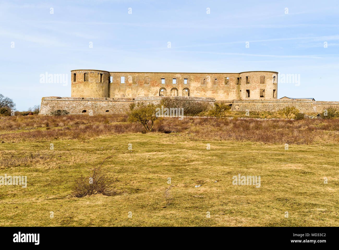 Historic castle ruin at Bornholm, Oland in Sweden. Here seen from a ...
