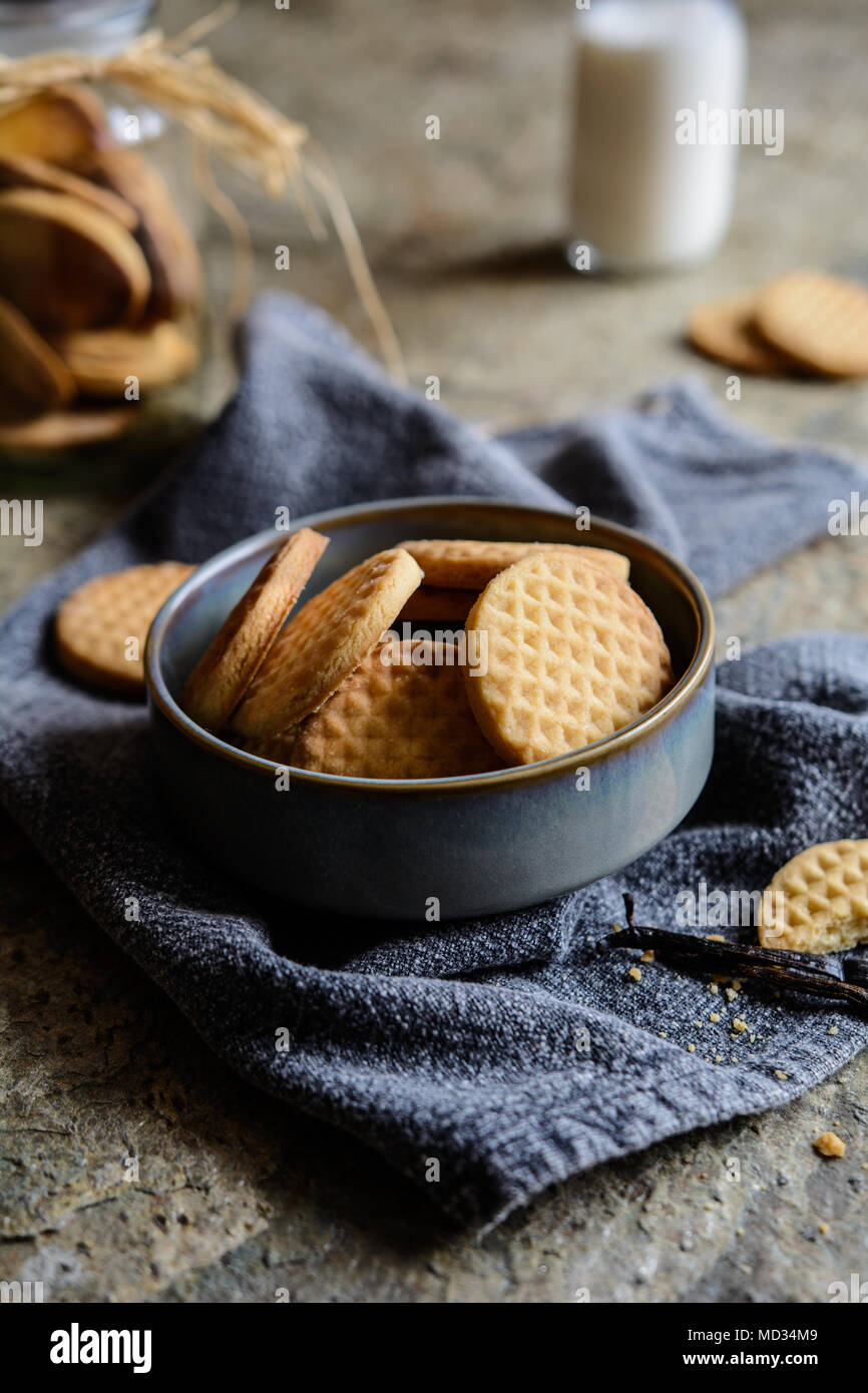 Traditional sweet fresh baked vanilla butter biscuits Stock Photo - Alamy