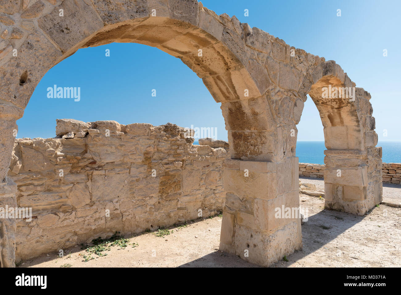 Greek ancient arches of ancient Kourion. Limassol District. Cyprus ...