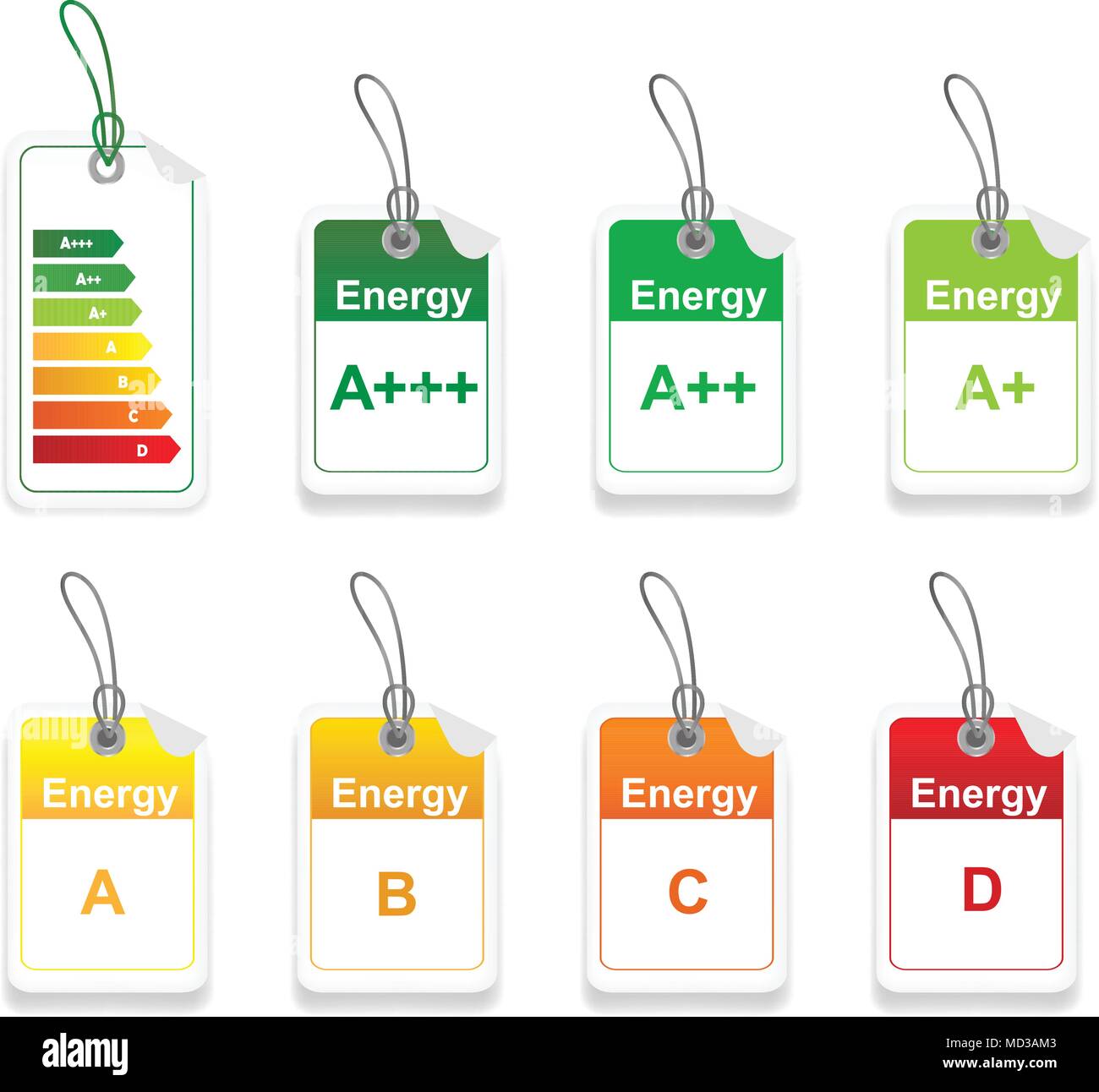 Tag with class energy performance Set of energy class tag Stock Vector ...