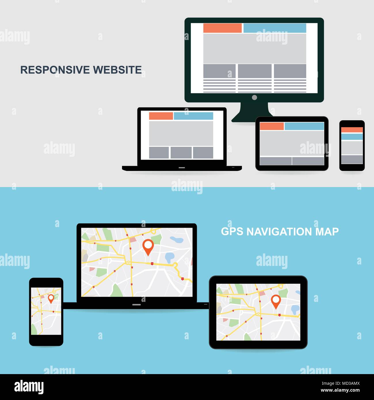Map on the display Stock Vector Images - Alamy
