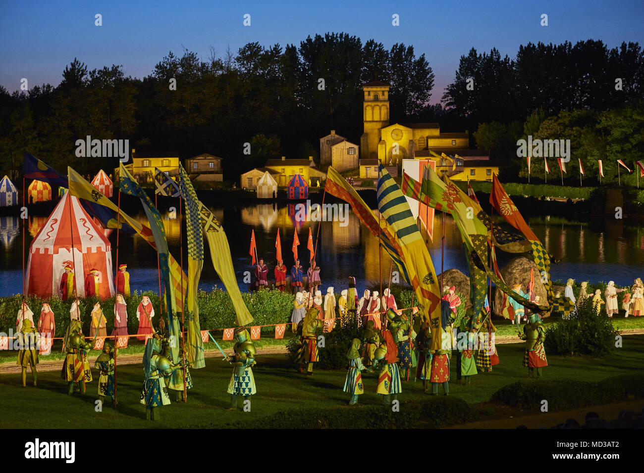 France, Vendée, Les Epesses, Parc du Puy du Fou, night time show the ...
