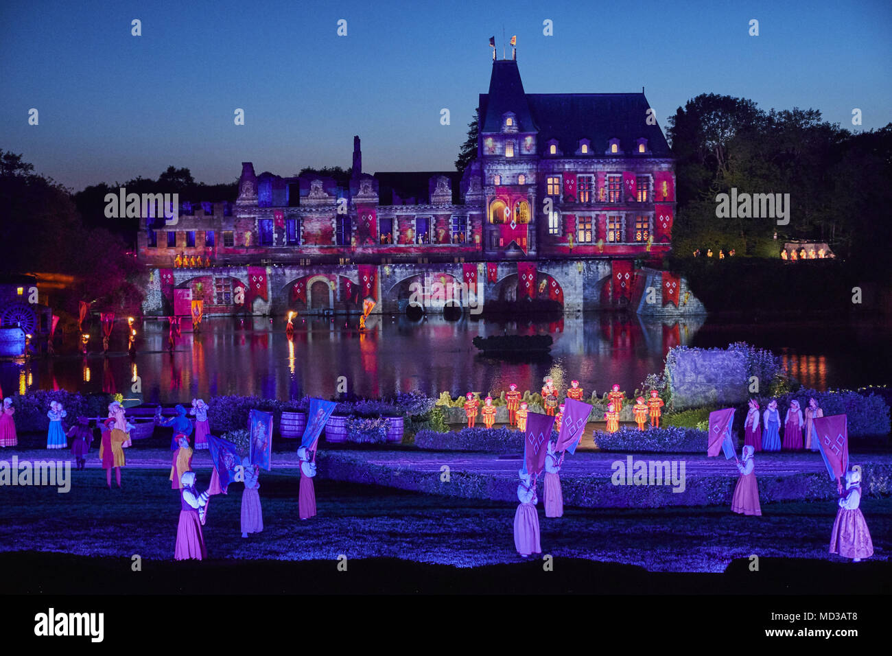 France, Vendée, Les Epesses, Parc du Puy du Fou, night time show the ...