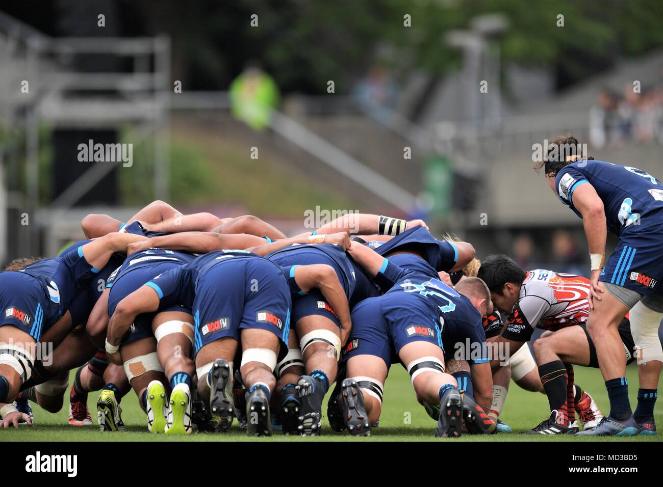 General view of scrum during the Super Rugby match between Sunwolves 10 ...