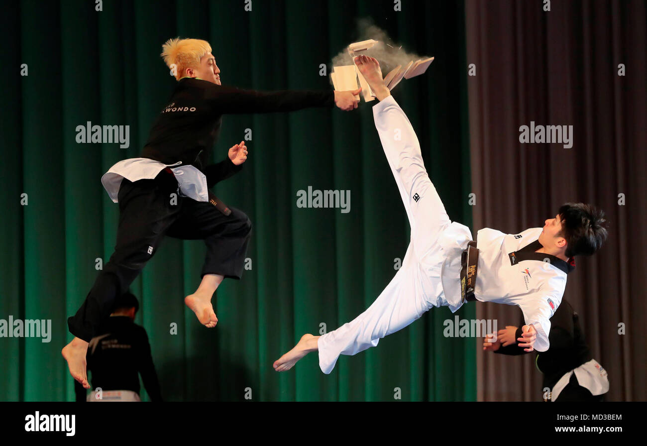Pyongyang, Apr 2, 2018 : South Korean taekwondo practitioners ...