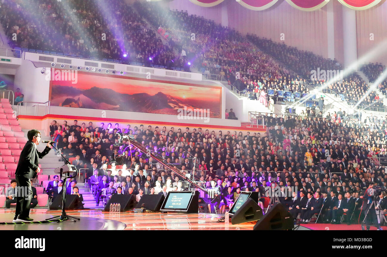 Pyongyang, Apr 3, 2018 : South Korean singer Cho Yong-pil performs ...