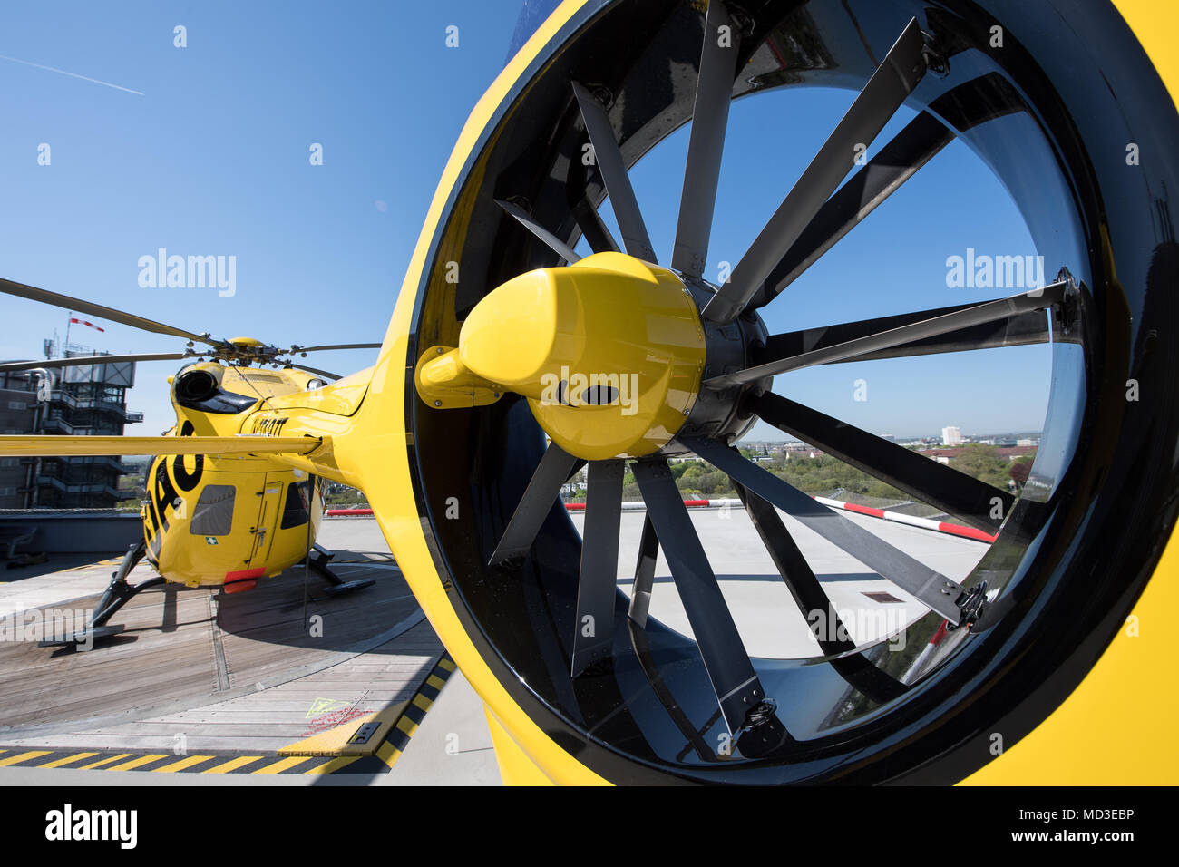 18 April 2018, Mainz, Germany: The new ADAC emergency helicopter for ...