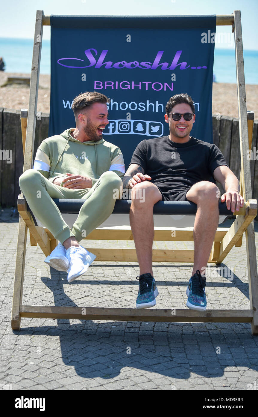 Brighton UK 18th April 2018 - Dean Ralph and Jordan Wright find a huge ...