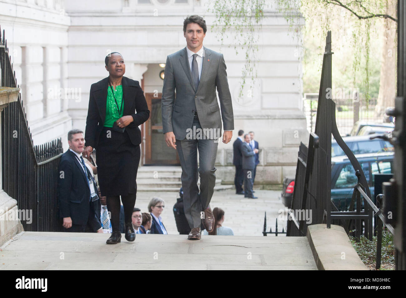 London UK. 18th April 2018. Canadian Prime Minister Justin Trudeau ...
