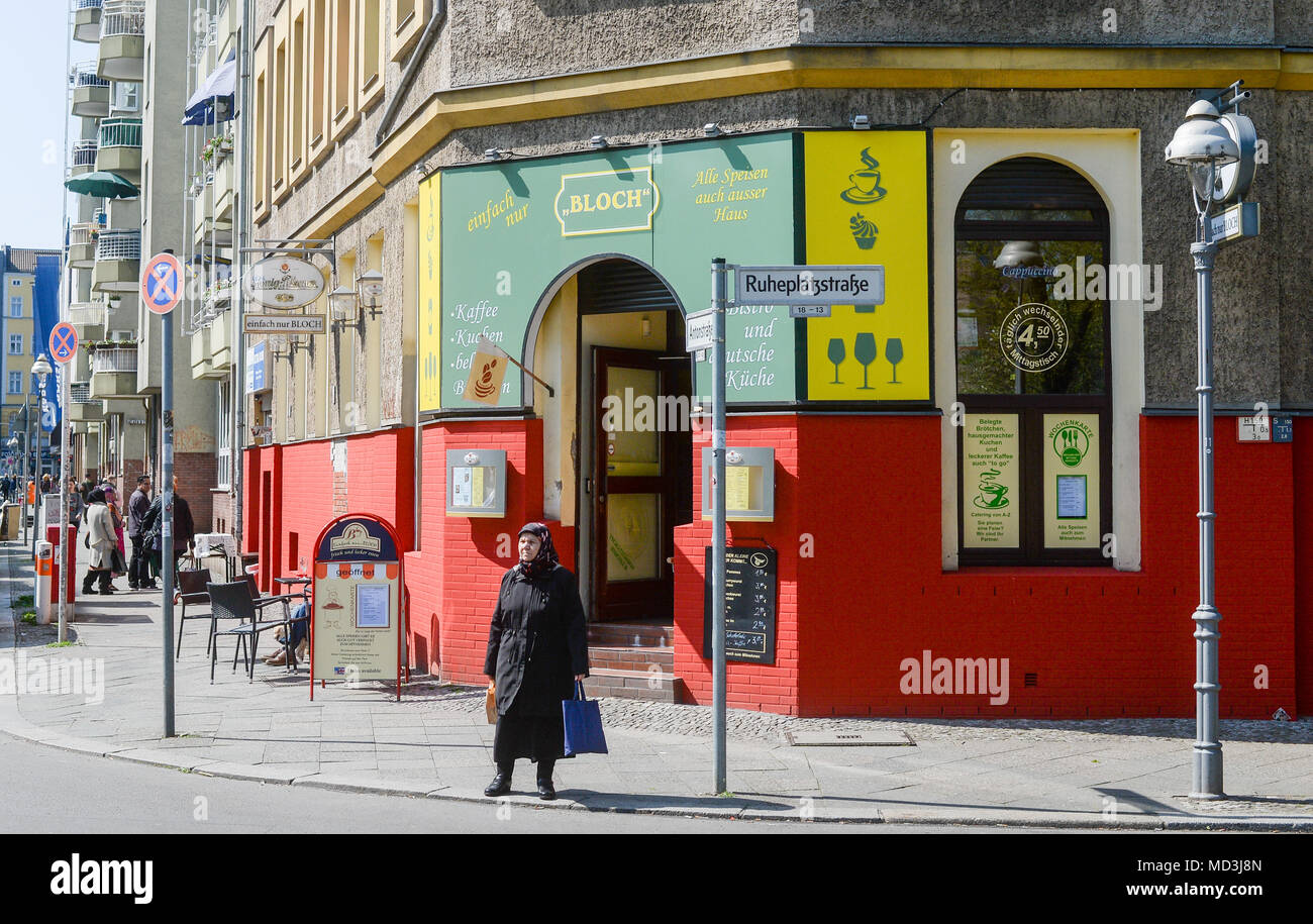 17 April 2018, Berlin, Germany: "Bloch" Restaurant, on the corner ...