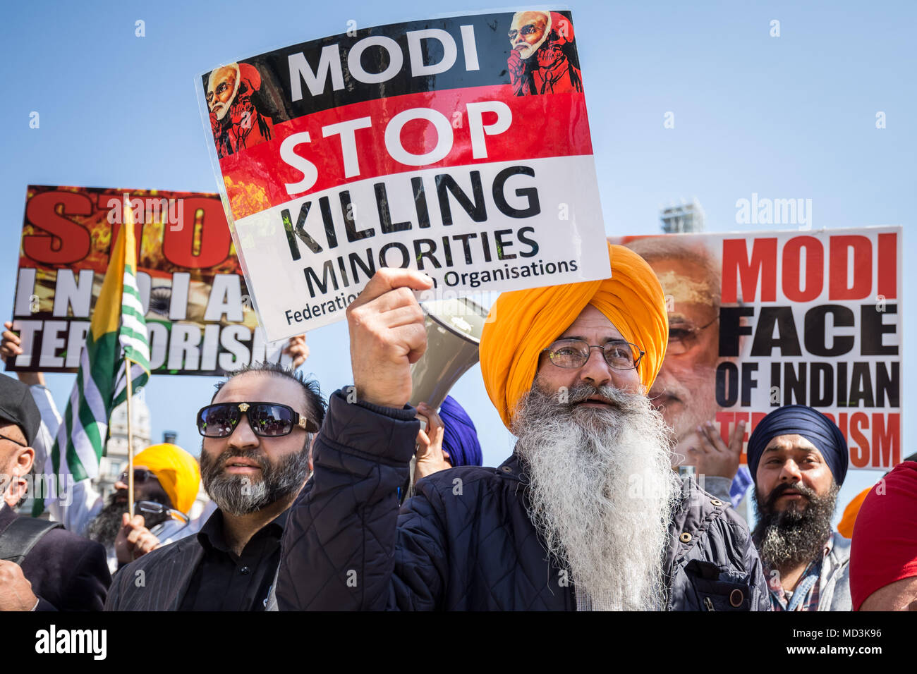 London, UK. 18th April, 2018. Mass Anti-Modi protests in Parliament ...