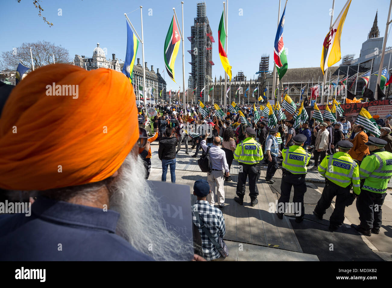 London, UK. 18th April, 2018. Mass Anti-Modi protests in Parliament ...