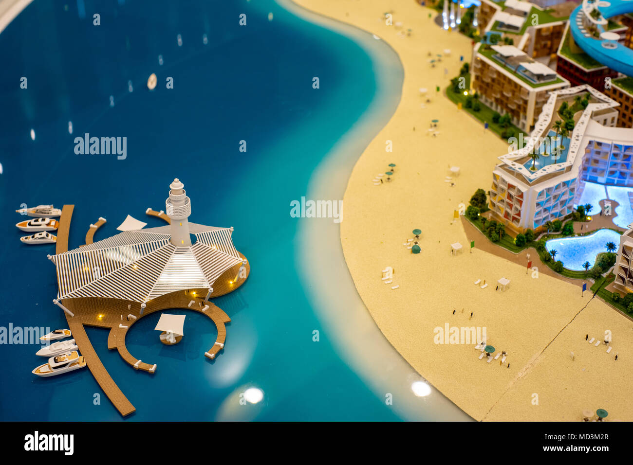 ADNEC, Abu Dhabi, UAE - 18th April, 2018: 3D Models of Luxury Resort ...