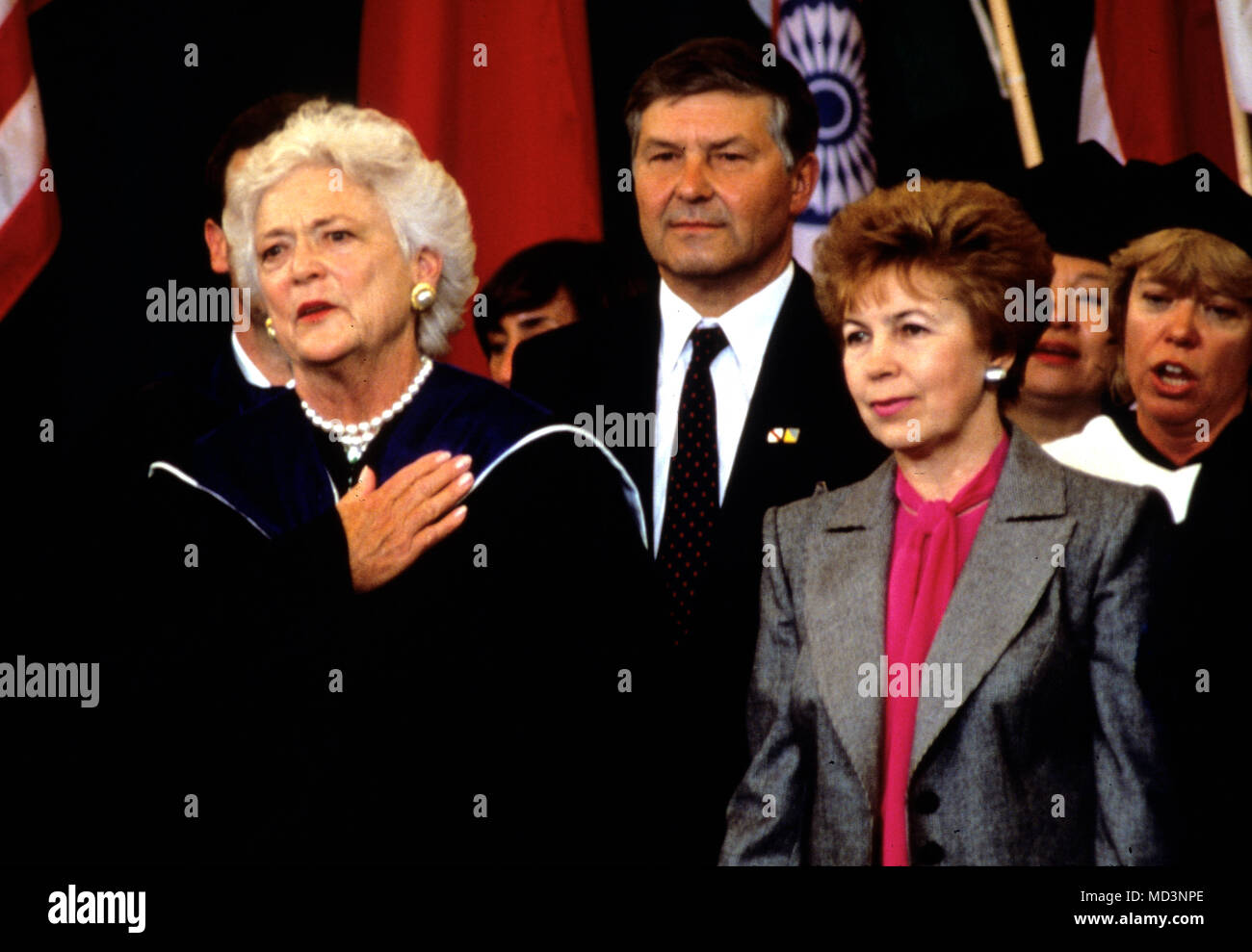 First lady Barbara Bush, left, and Raisa Gorbachev, wife of President ...