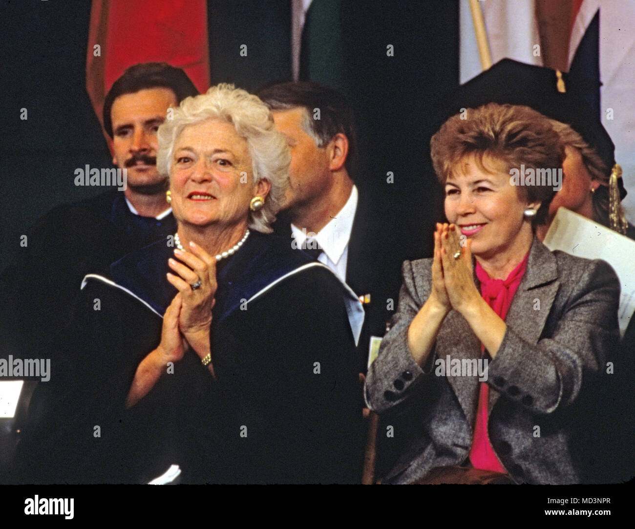 First lady Barbara Bush, left, and Raisa Gorbachev, wife of President ...
