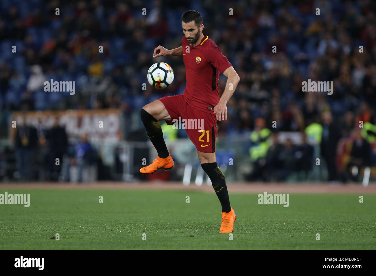 Olympic Stadium, Rome, Italy. 18th Apr, 2018. Maxime Gonalons of Roma ...