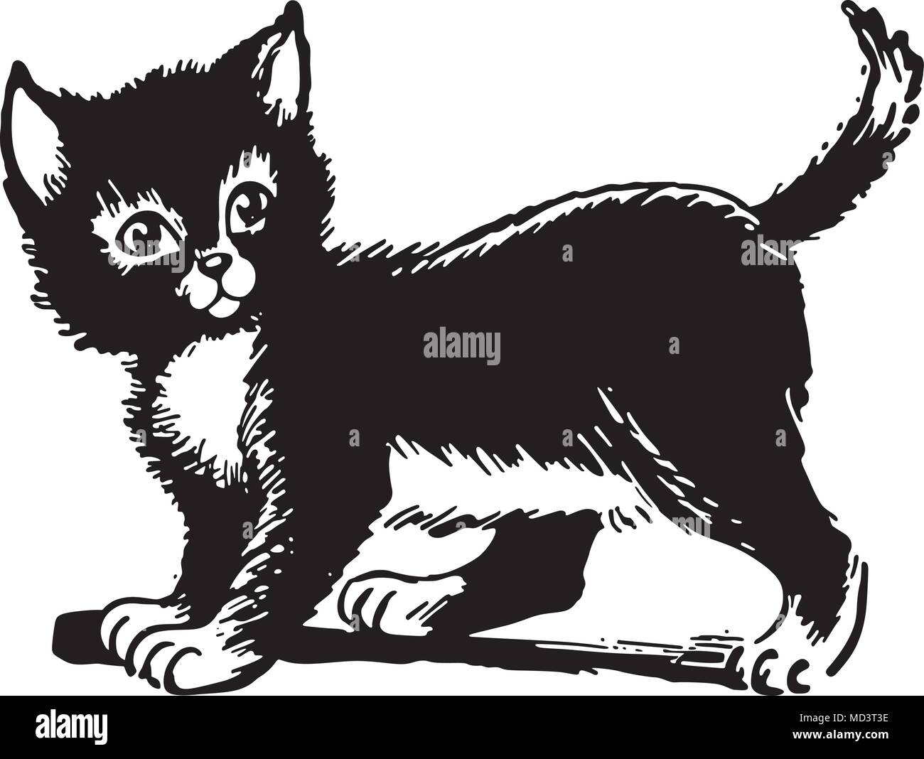 Adorable Kitten - Retro Clipart Illustration Stock Vector Image & Art ...