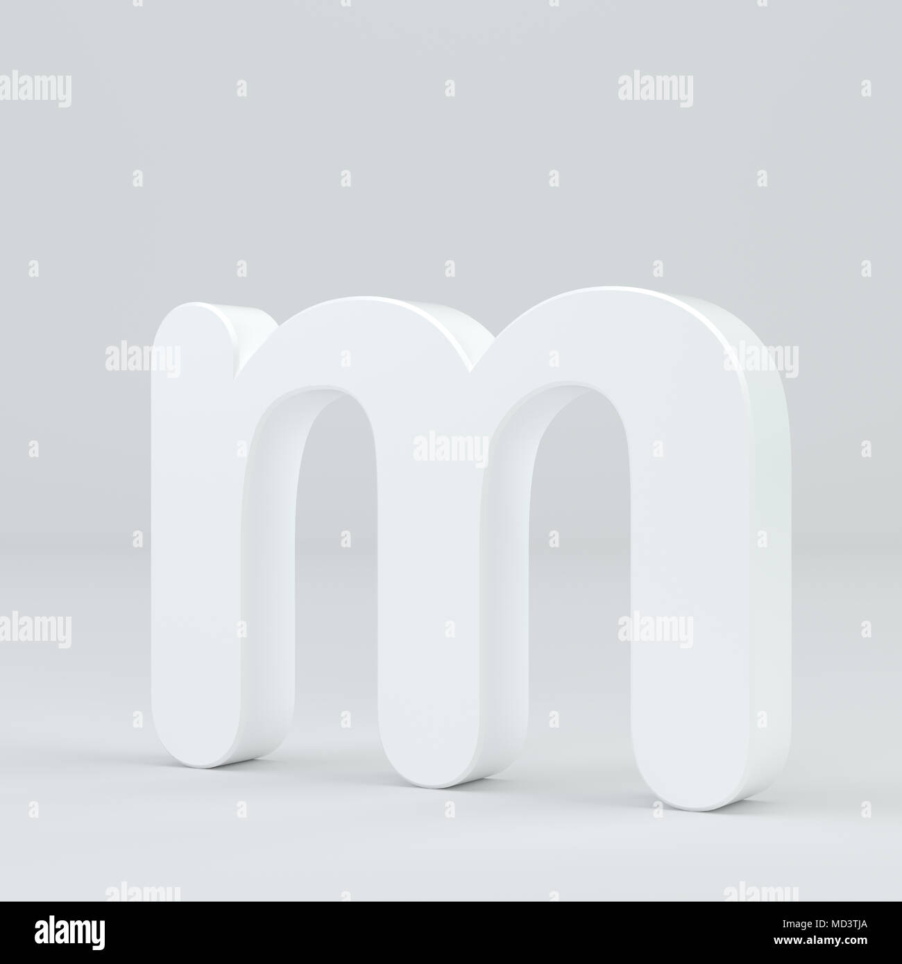 White small letter M on studio light background. 3d rendering Stock ...