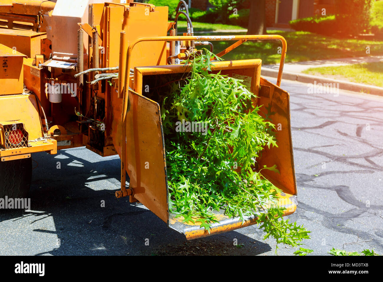 A tree chipper or wood chipper is a portable machine used for reducing ...