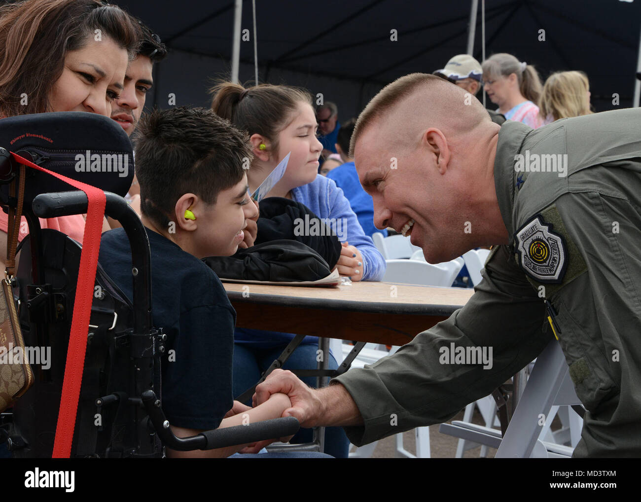 Brig. Gen. Brook Leonard, 56th Fighter Wing commander, greets a Make-A ...