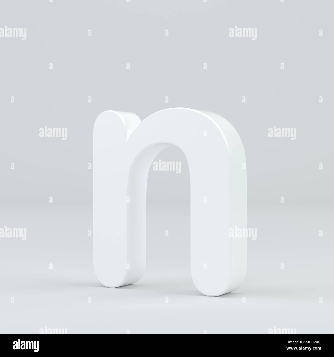White small letter N on studio light background. 3d rendering Stock ...