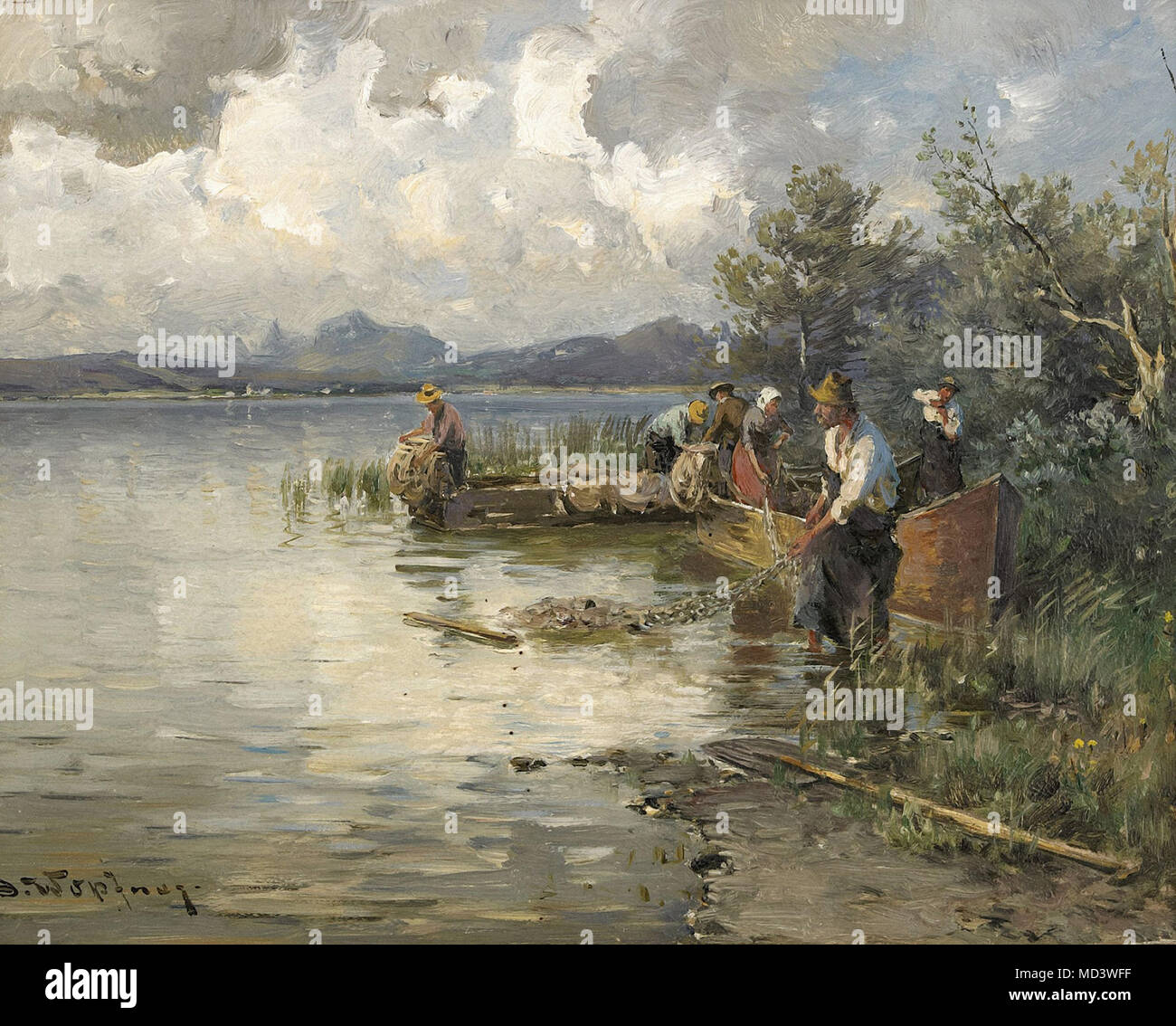 Wopfner Josef - Fischer Am Strand Stock Photo - Alamy