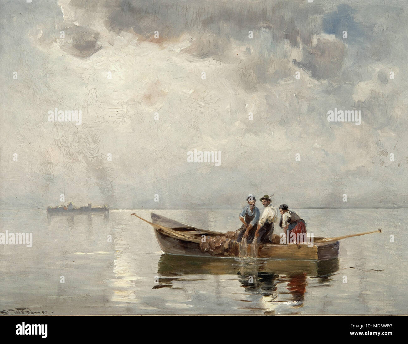 Wopfner Josef - Fischer Auf Dem Chiemsee Stock Photo - Alamy