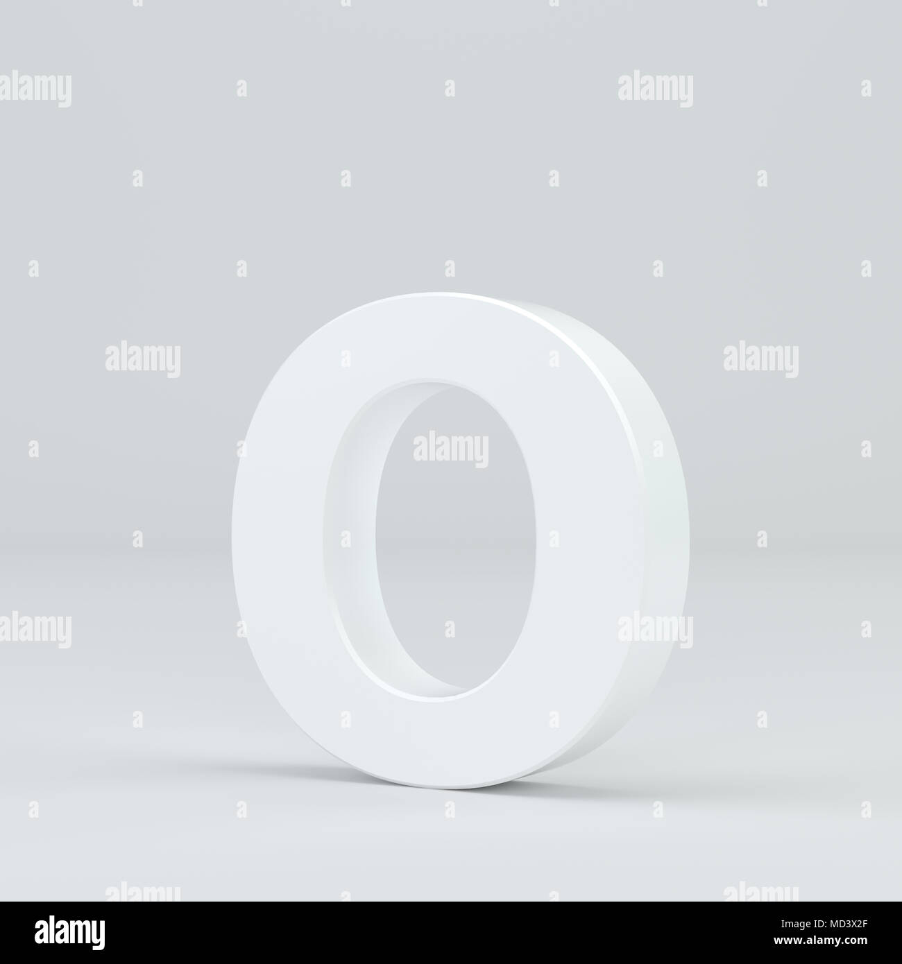 White small letter O on studio light background. 3d rendering Stock ...