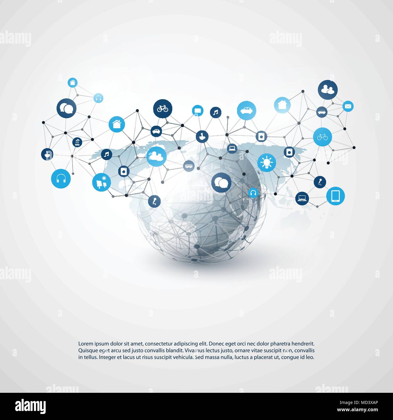 Internet of Things, Cloud Computing Design Concept with Icons - Global Digital Network ...
