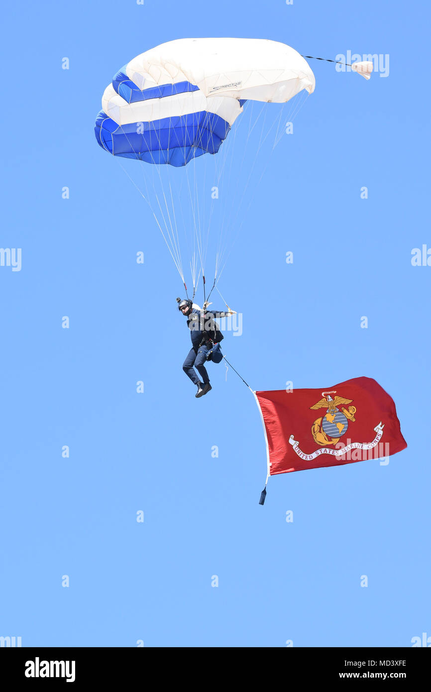 The U.S. Air Force Academy “Wings of Blue” parachute team demonstrate ...