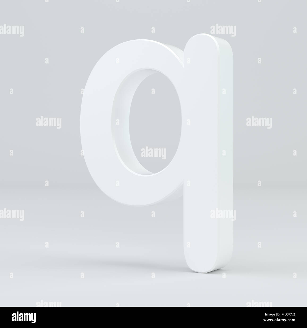 White small letter Q on studio light background. 3d rendering Stock ...
