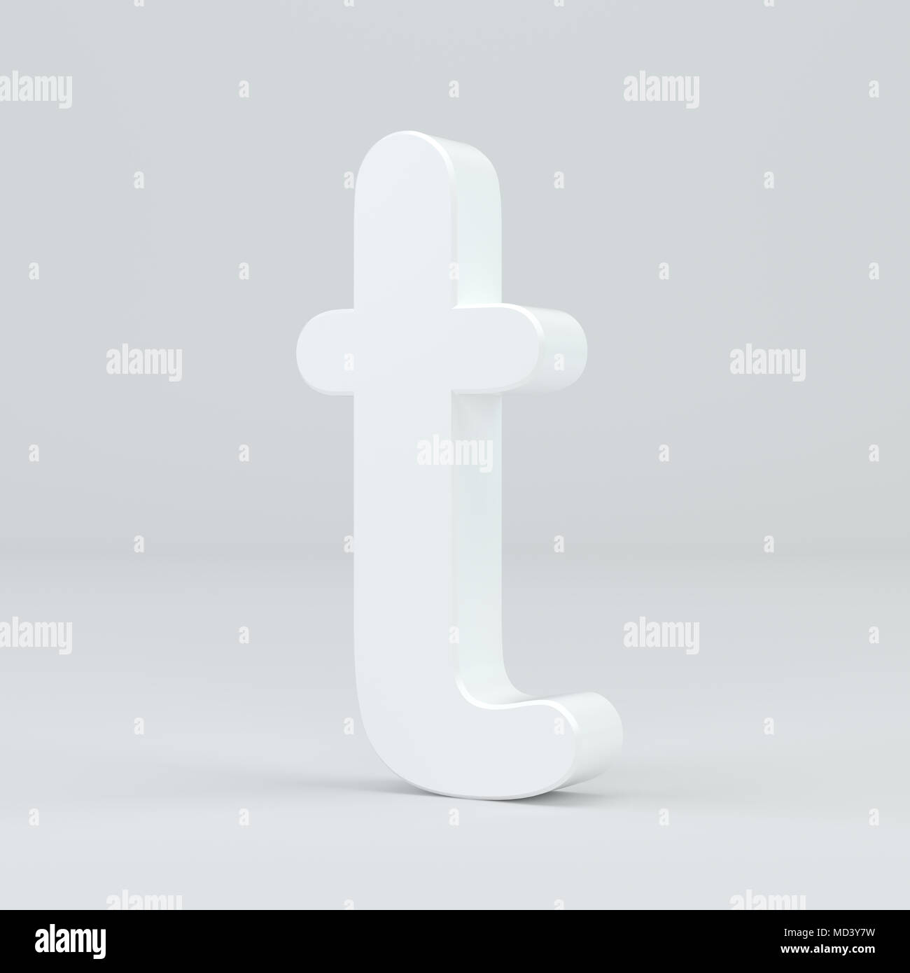 White small letter T on studio light background. 3d rendering Stock ...