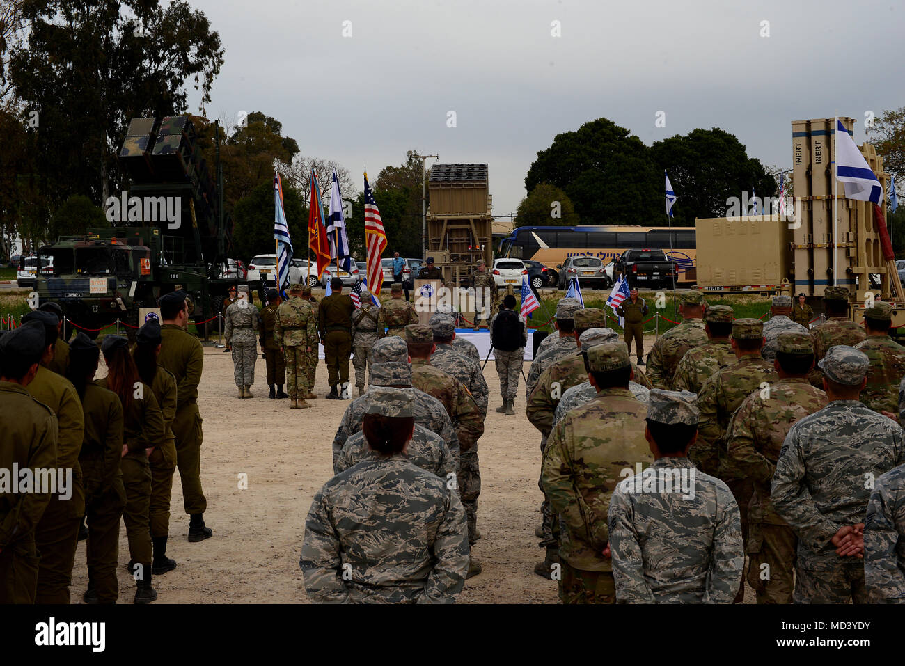 Joint U.S. and Israeli Defense Forces participate in a closing ceremony ...