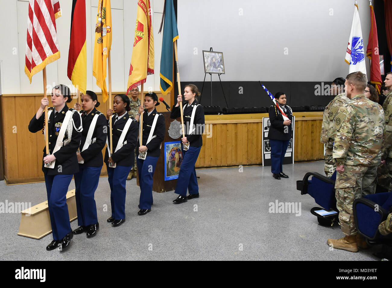 A cadet color guard from the Vilseck High School Junior Reserve Officer ...